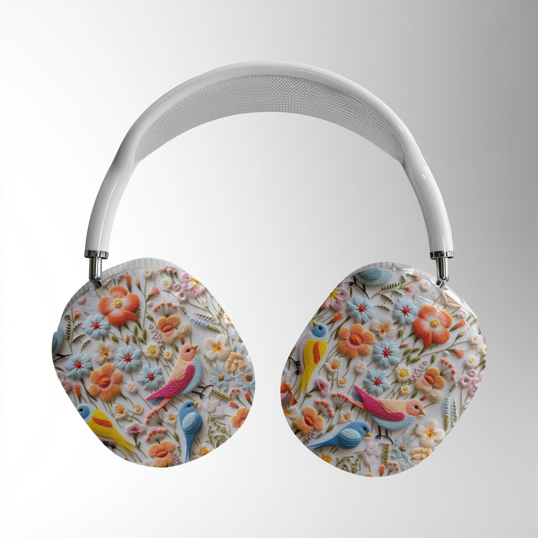 Bird Floral AirPod Max Cases, 3D Floral Embroidery, Cute Earphone ...