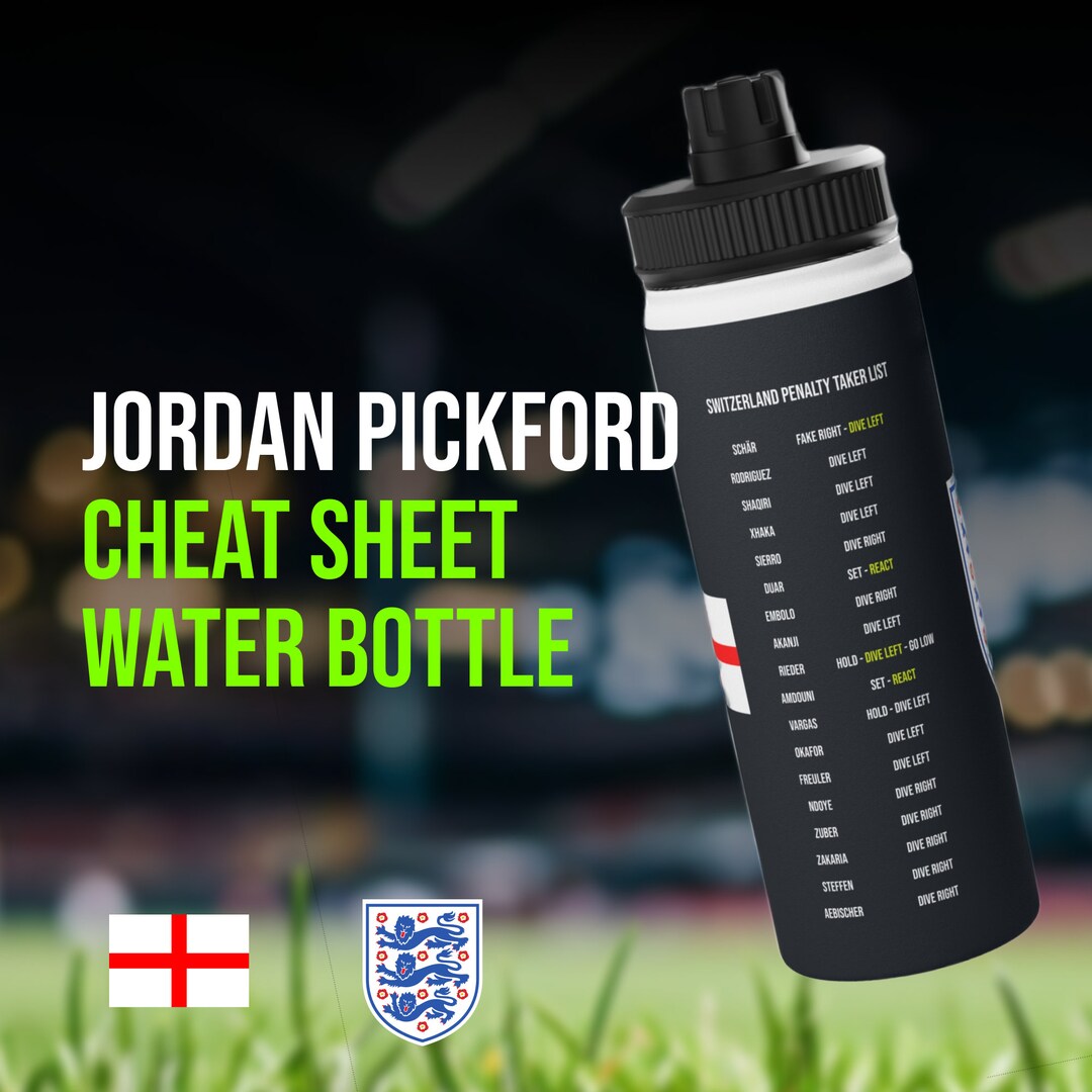 Jordan Pickfords Cheat Sheet Water Bottle Replica England Vs Switzerland Euros 2024 - Etsy