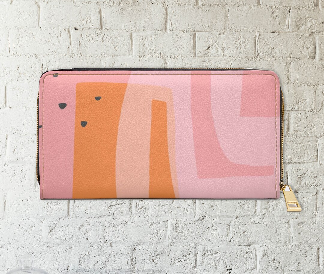 Womens Zipper Wallet, Abstract Wallet,pink and Orange Wallet Mod Style ...