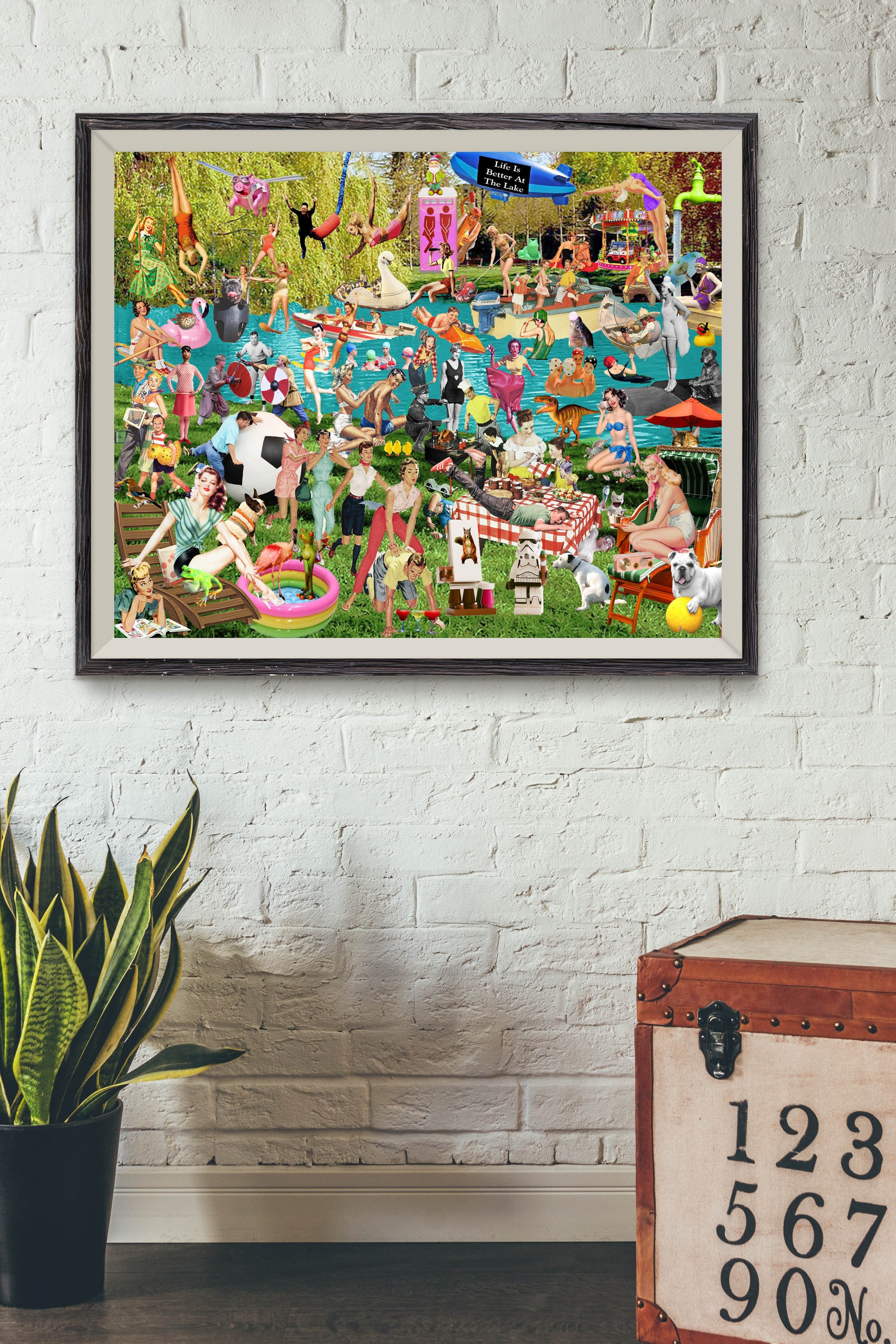 Fun Lake Photo Collage Art Poster Print, Lake House Decor, Boating Wall ...