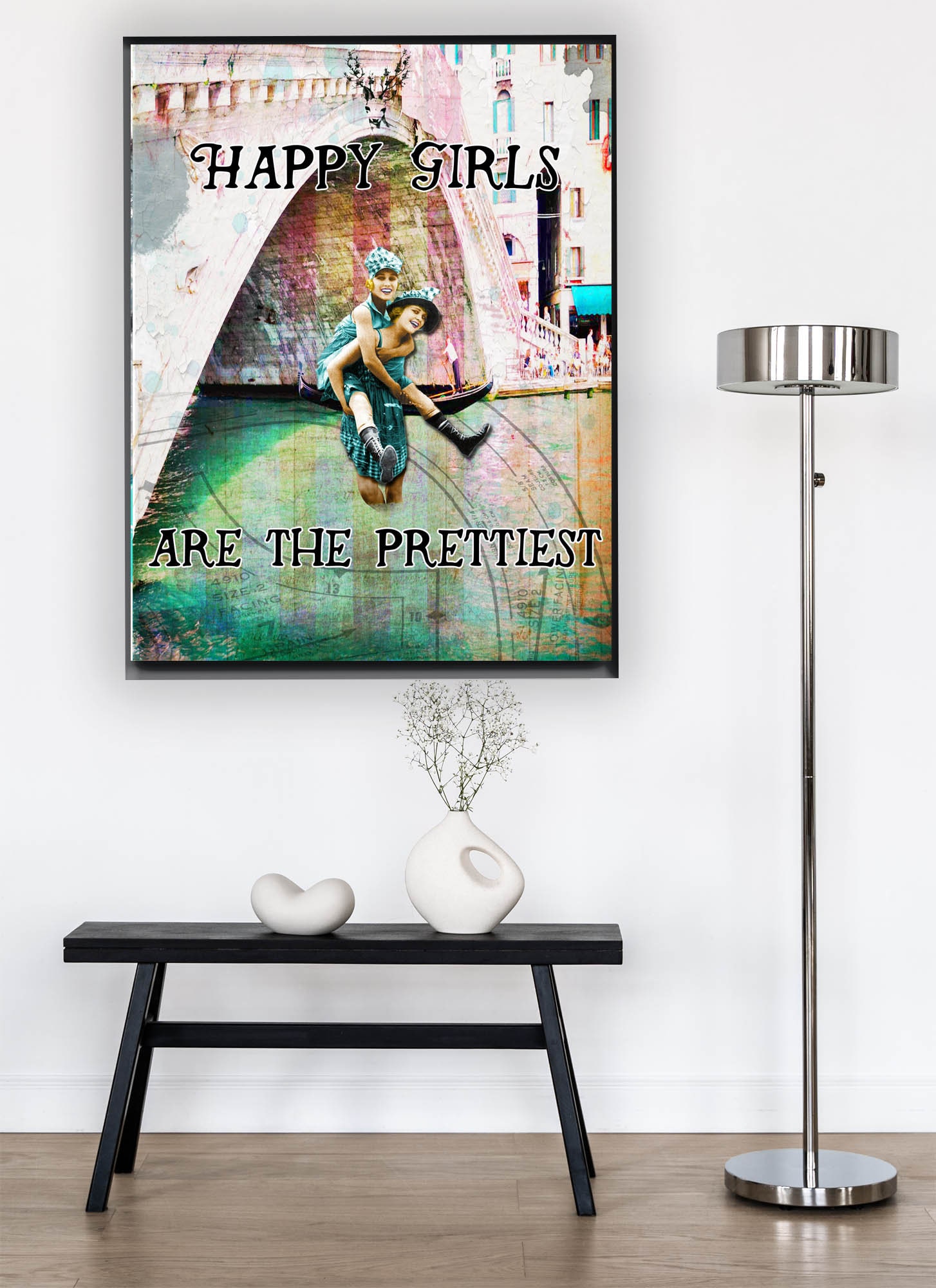 Happy Girls Photo Collage Art Poster Print, Uplifting Gift ...