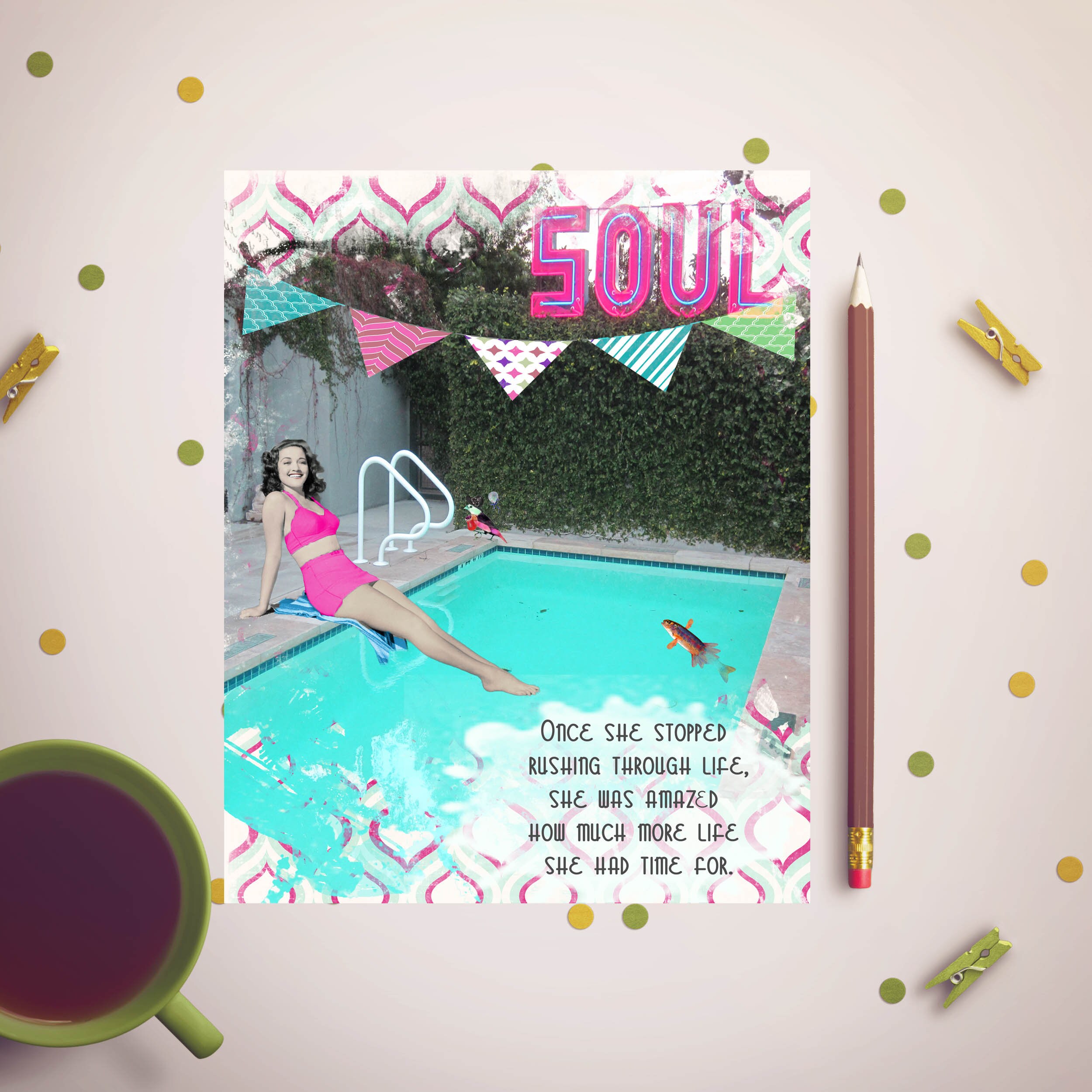 Pool Photo Collage Art Poster Printaustin Art Print - Etsy