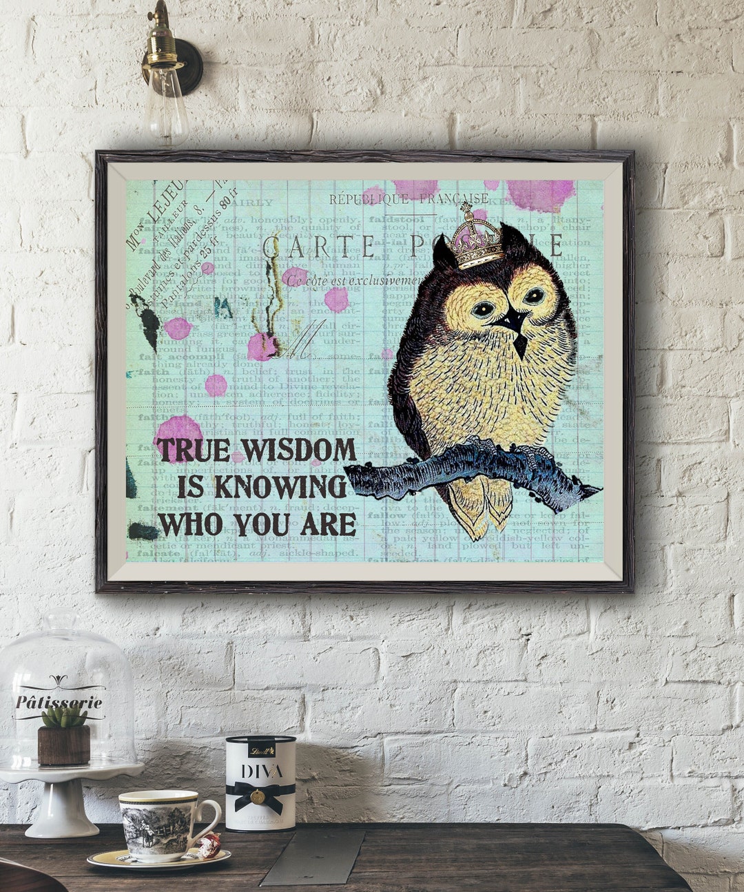 Cute Owl Photo Collage Art Poster Print,inspirational Decor ...