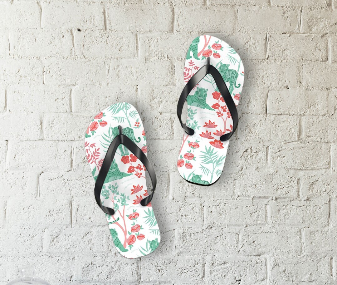Tiger Flip Flops,women's Flip Flop Footwear, Graphic Art Flip Flops ...