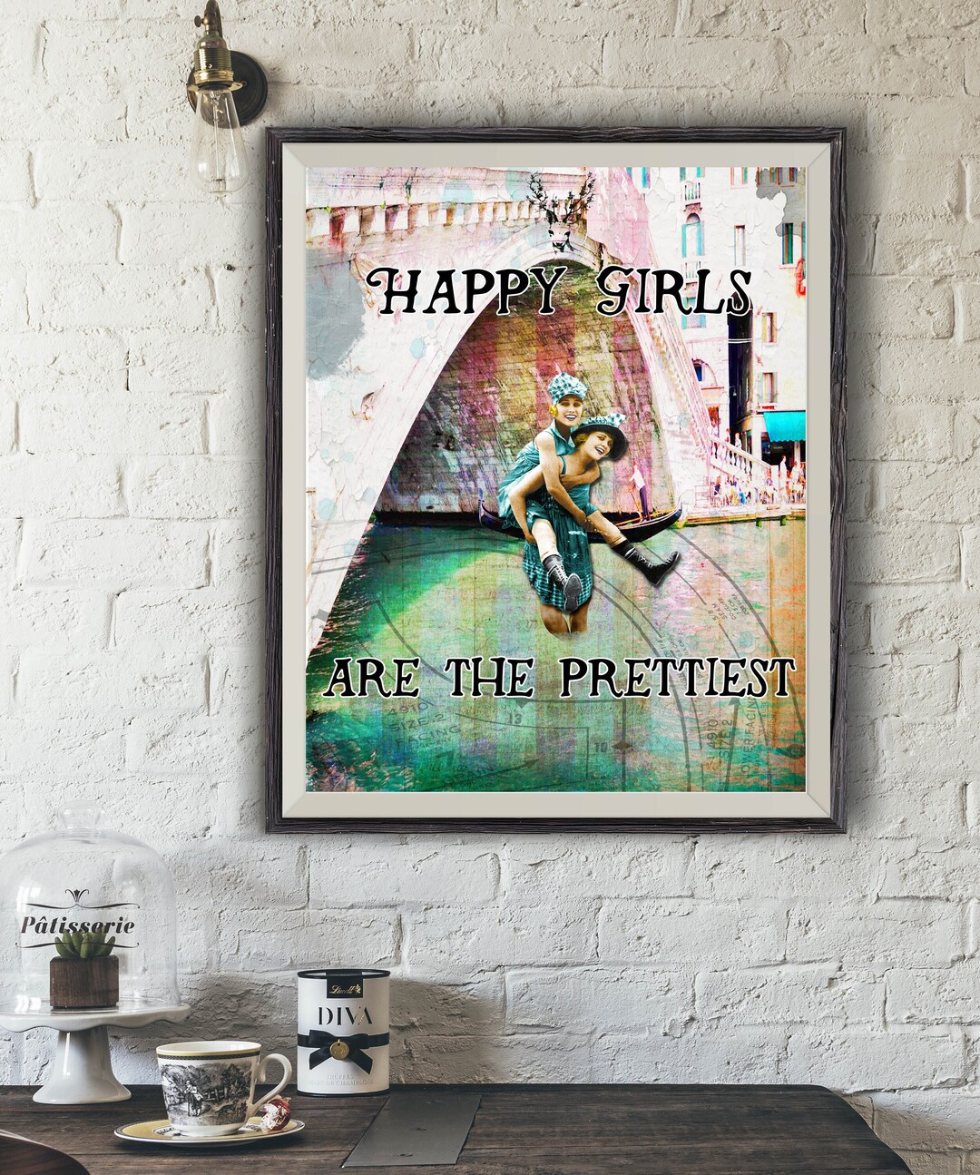 Happy Girls Photo Collage Art Poster Print, Uplifting Gift ...