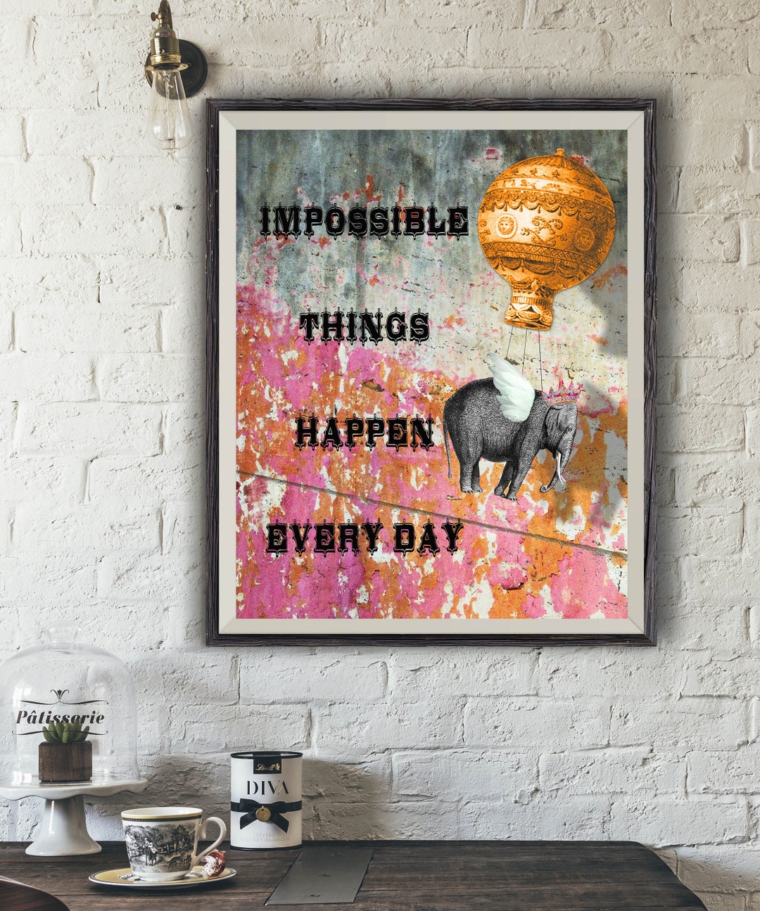 Elephant Photo Collage Art Poster Print, Elephant Wall Decor ...