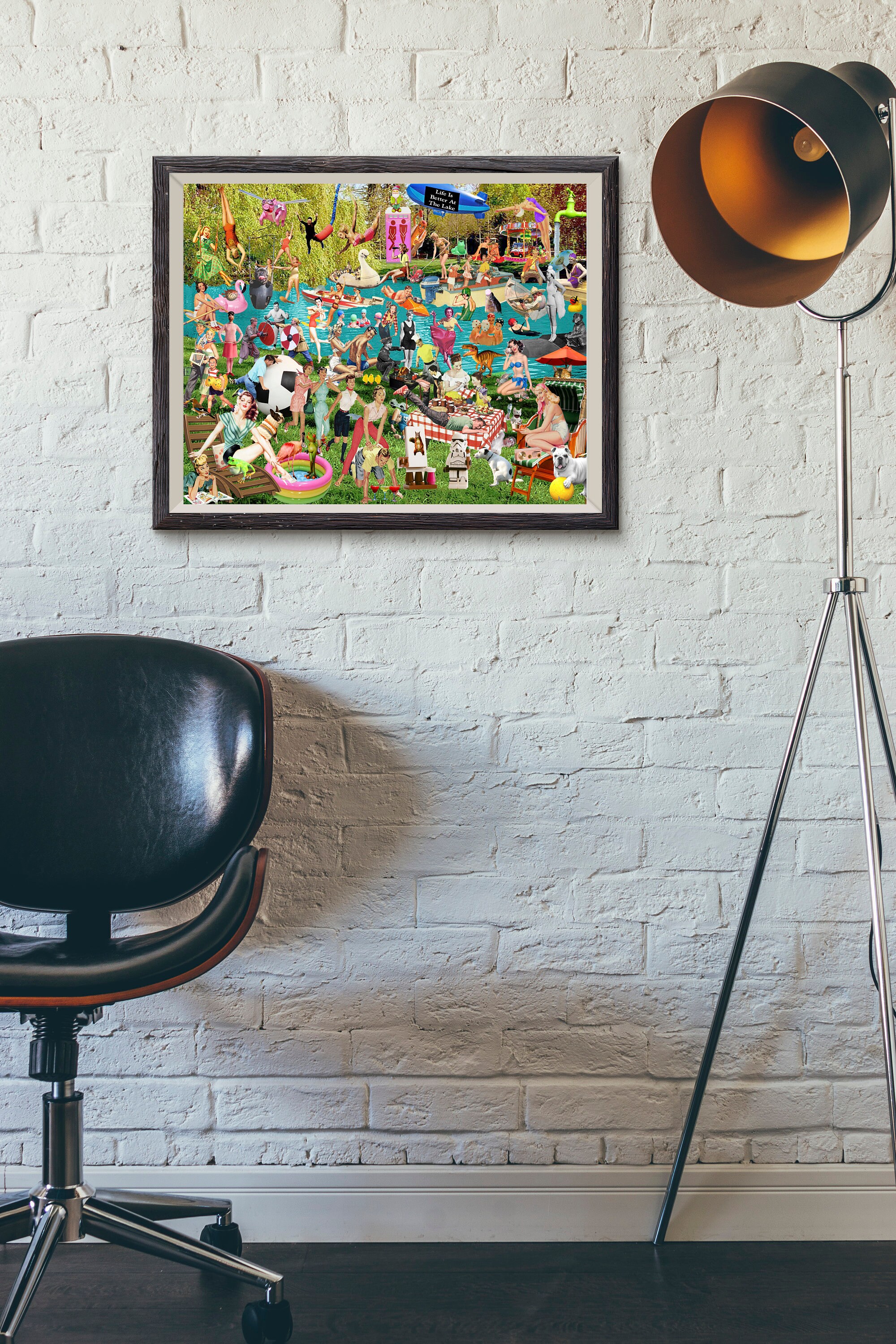 Fun Lake Photo Collage Art Poster Print, Lake House Decor, Boating Wall ...