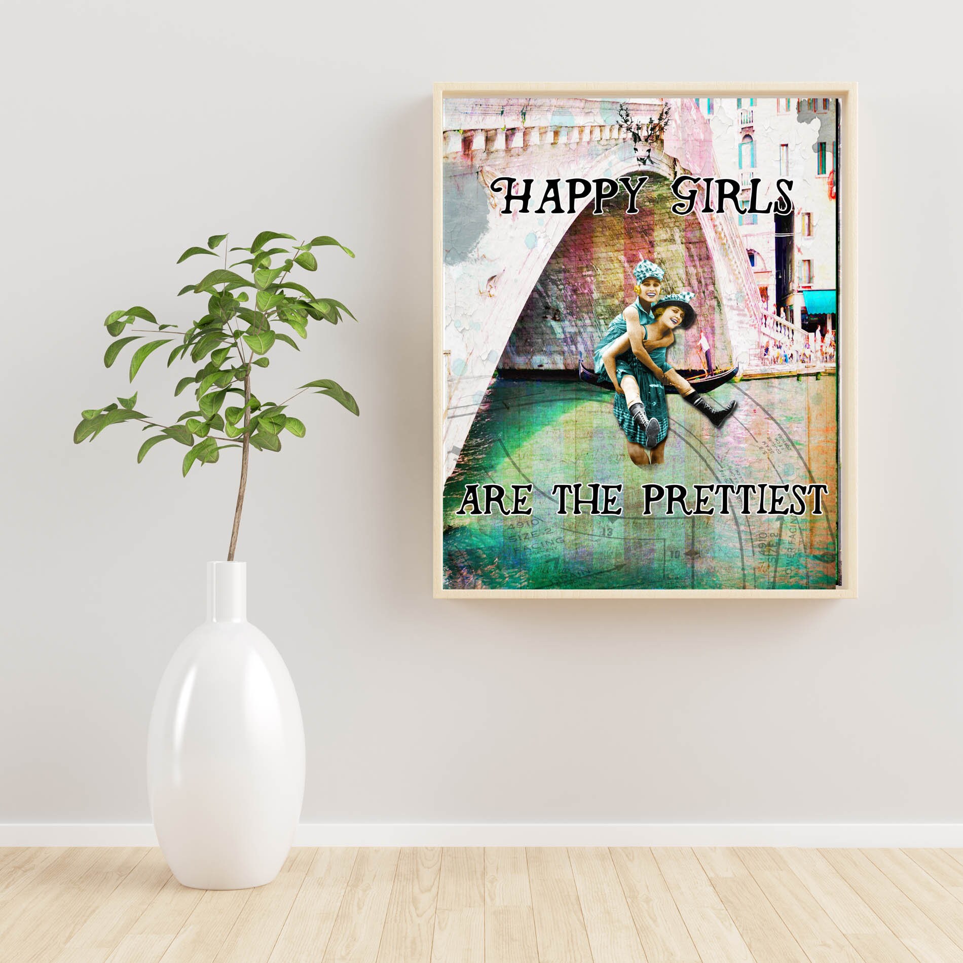 Happy Girls Photo Collage Art Poster Print Uplifting Gift - Etsy