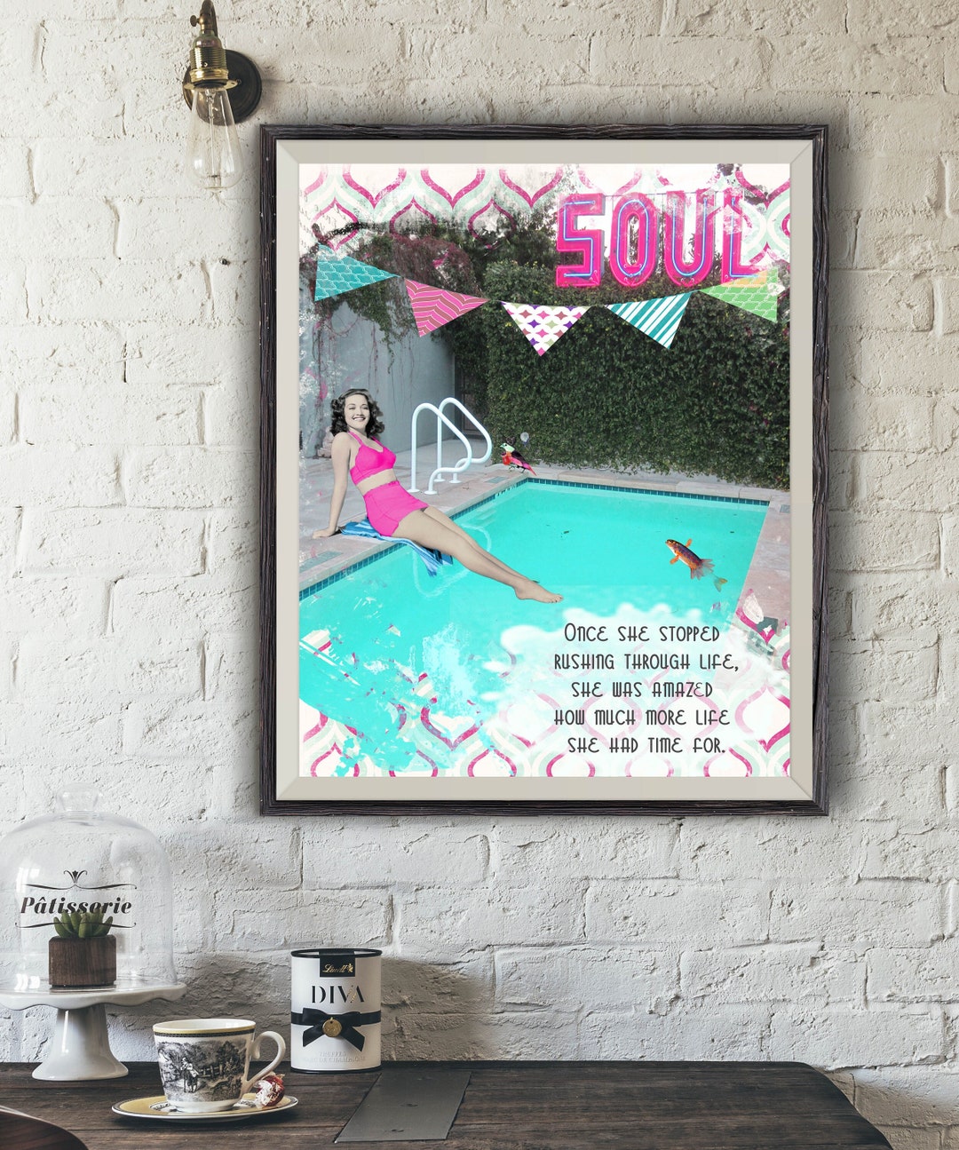 Pool Photo Collage Art Poster Print,austin Art Print, Uplifting Gift ...