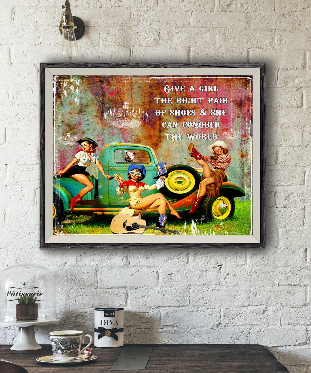 Sassy Cowgirl Photo Collage Art Poster Print,cowboy Boot Art,sassy Wall ...