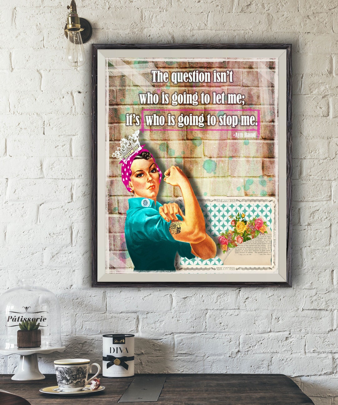 Photo Collage Poster Art Print, Rosie the Riveter, Inspirational Art ...