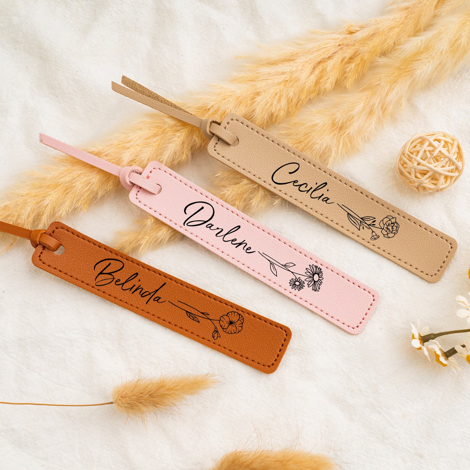 Personalized Birth Flower Bookmark,custom Name Bookmark,gifts for ...