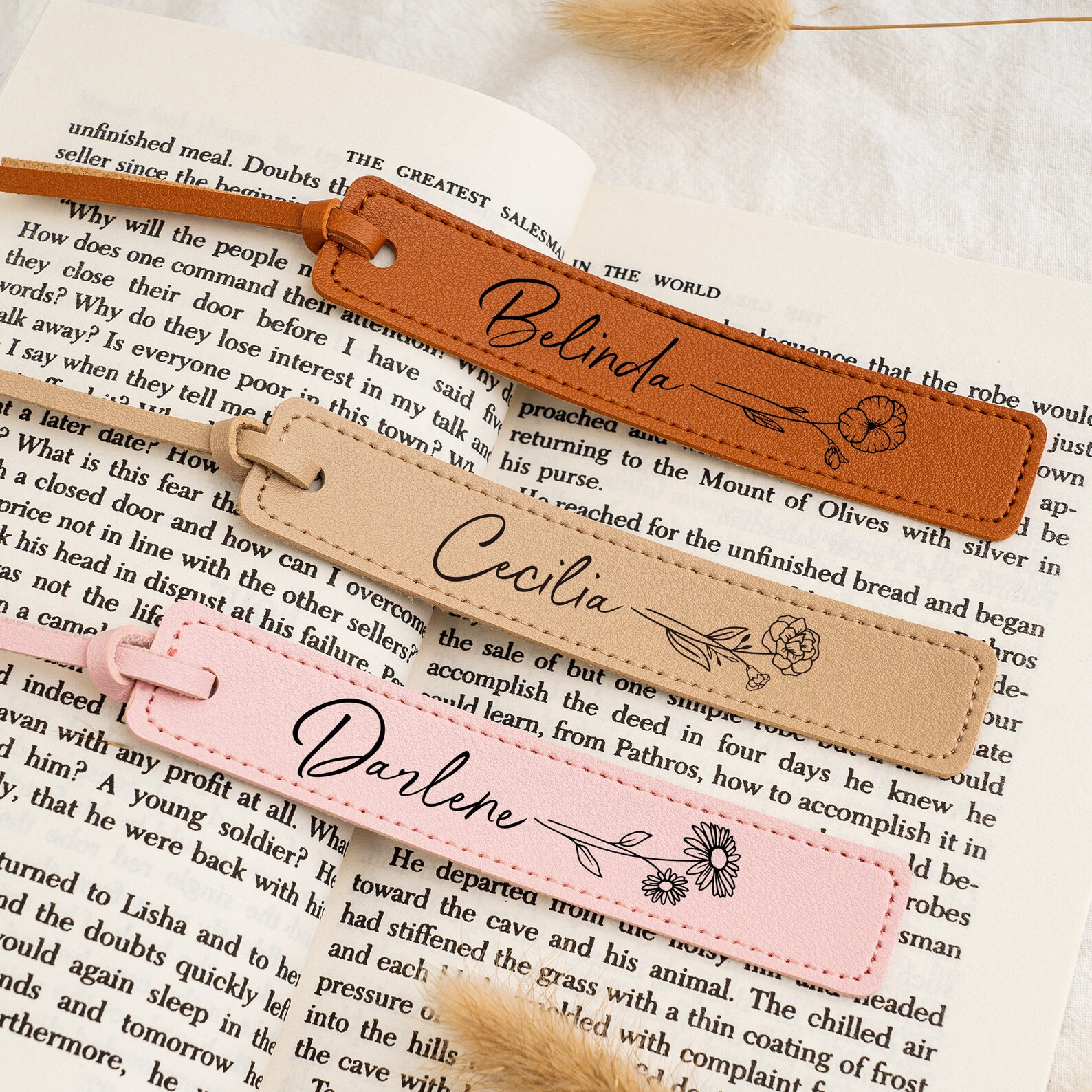 Personalized Birth Flower Bookmark,custom Name Bookmark,gifts for ...