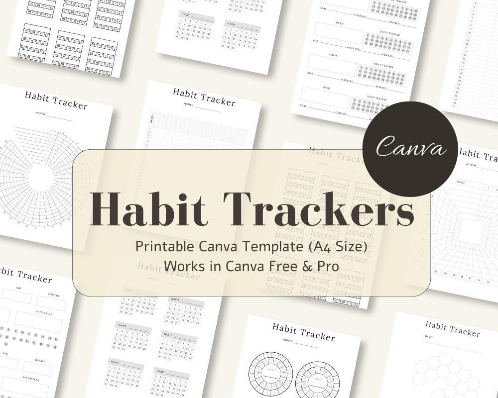 Editable Canva Habit Trackers Instant Download Daily & Monthly Habit ...