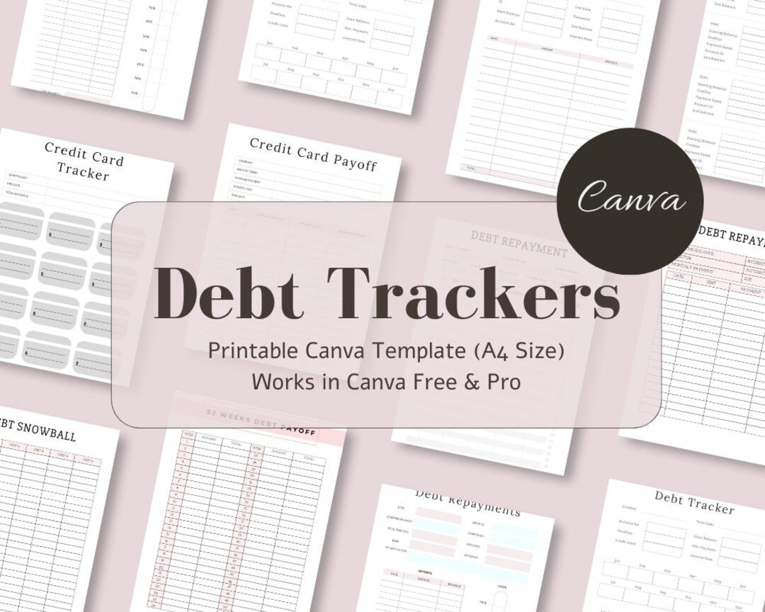 Editable Canva Debt Trackers Instant Download Financial Planning Sheets ...
