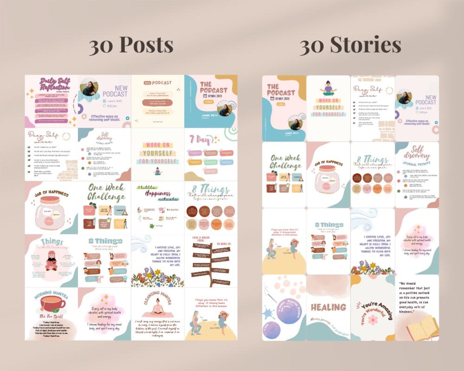 Editable Canva Healing Quotes Social Media Templates Instant Download ...