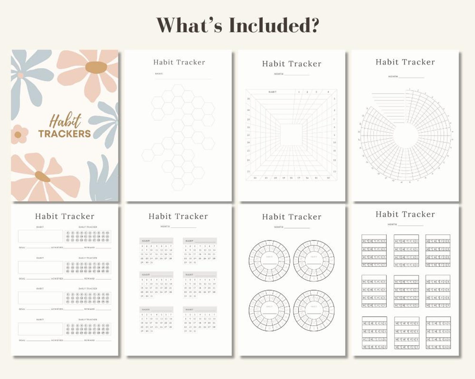 Editable Canva Habit Trackers Instant Download Daily & Monthly Habit ...