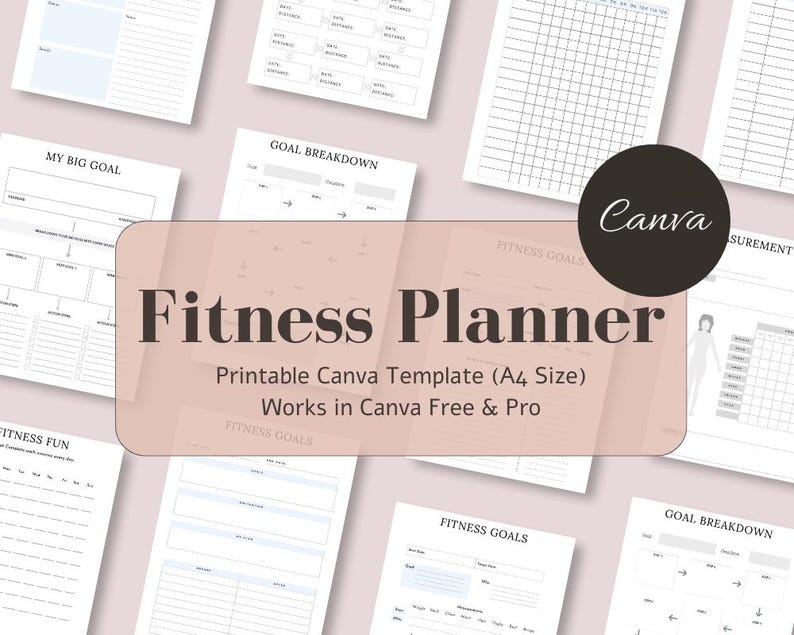 Editable Canva Fitness Planner Instant Download Workout & Exercise Log ...