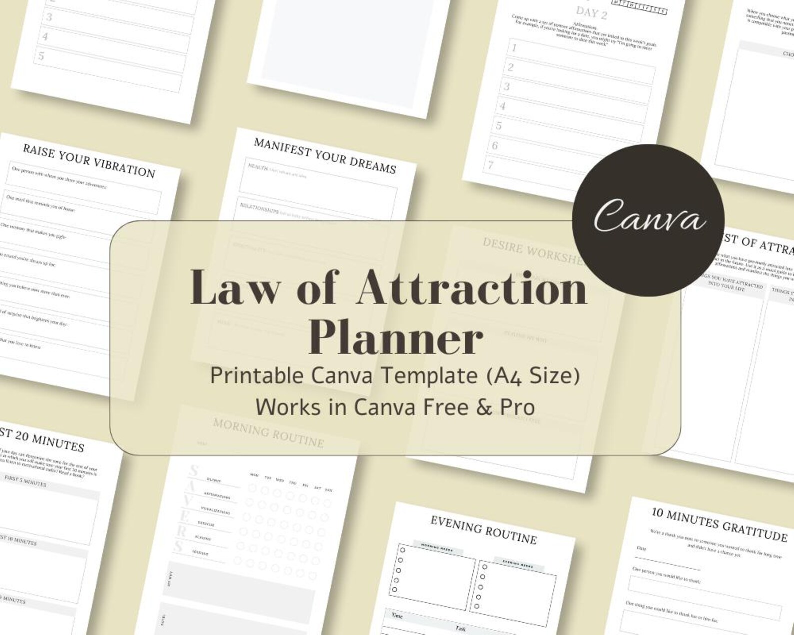 Editable Canva Law of Attraction Planner Instant Download Manifestation ...