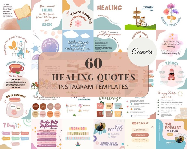 Editable Canva Healing Quotes Social Media Templates Instant Download ...