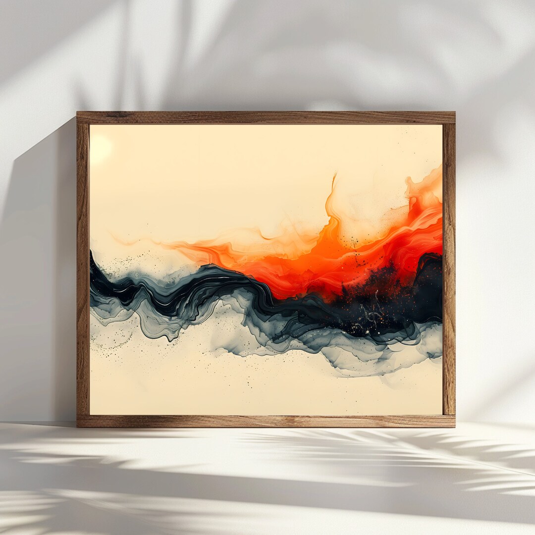 Abstract Black and Red Smoke Art Print – Modern Wall Art, Minimalist ...
