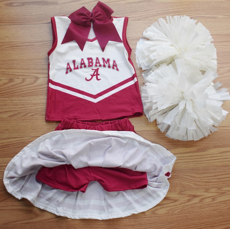 ALABAMA Cheerleader Outfit Girl's Baby Toddlers Complete SET Pom Poms ...