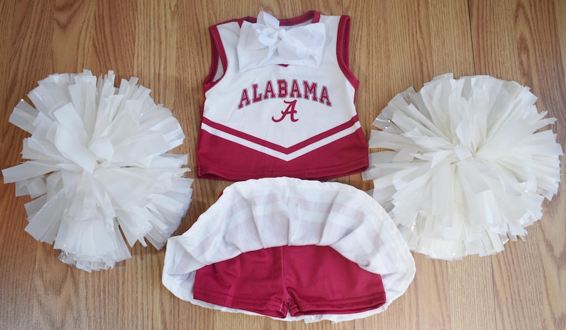 ALABAMA Cheerleader Outfit Girl's Baby Toddlers Complete SET Pom Poms ...