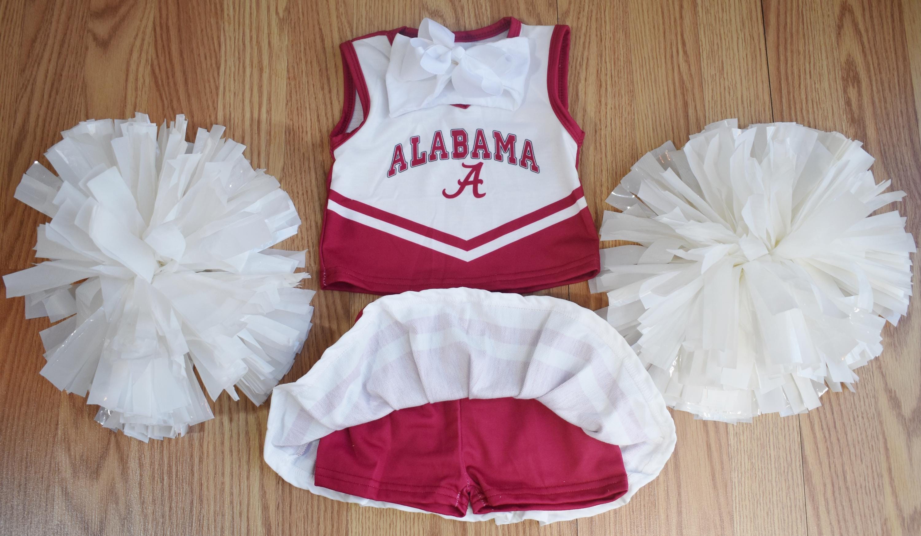 ALABAMA Cheerleader Outfit Girl's Baby Toddlers Complete SET Pom Poms ...