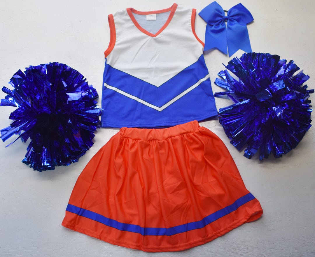 FL ORANGE Royal Blue Cheerleader Outfit Girl's Baby Toddlers Complete ...