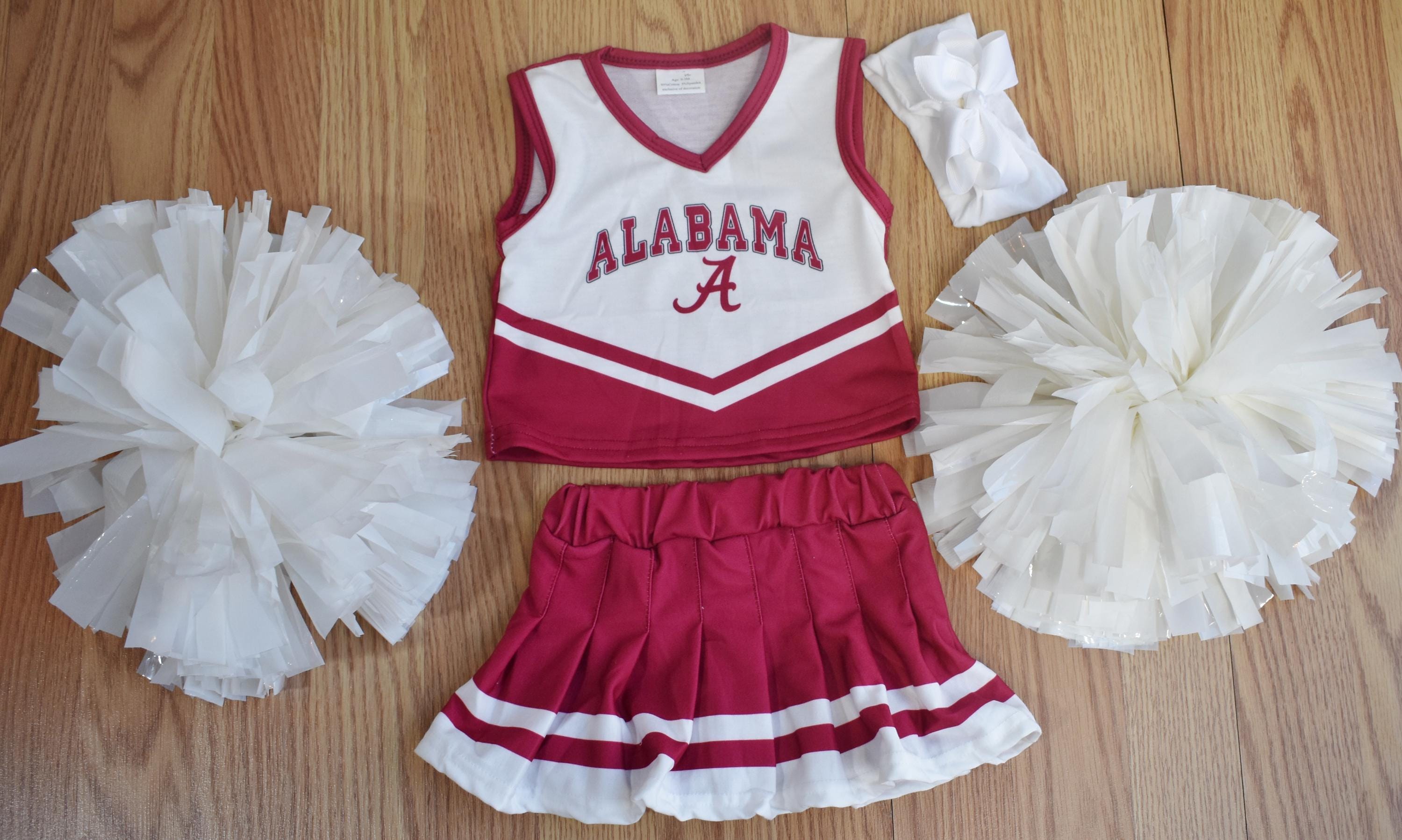 ALABAMA Cheerleader Outfit Girl's Baby Toddlers Complete SET Pom Poms ...