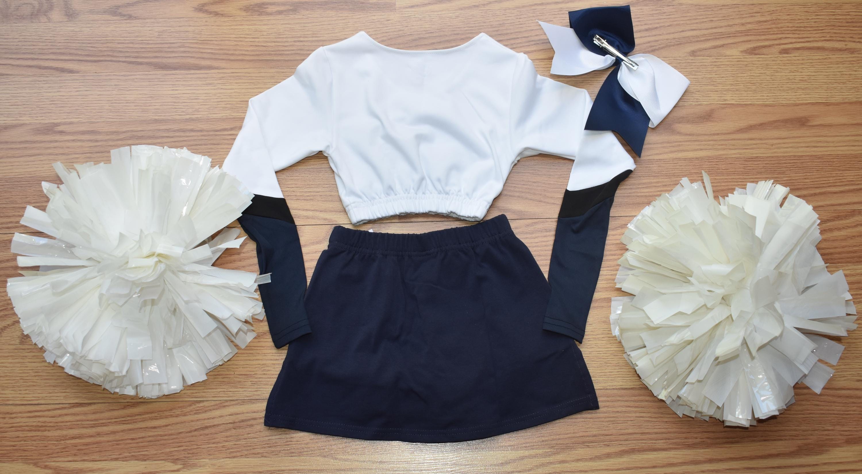 3T Cowboys Colors Cheerleader Outfit Uniform Complete Set Pom Poms Hair ...