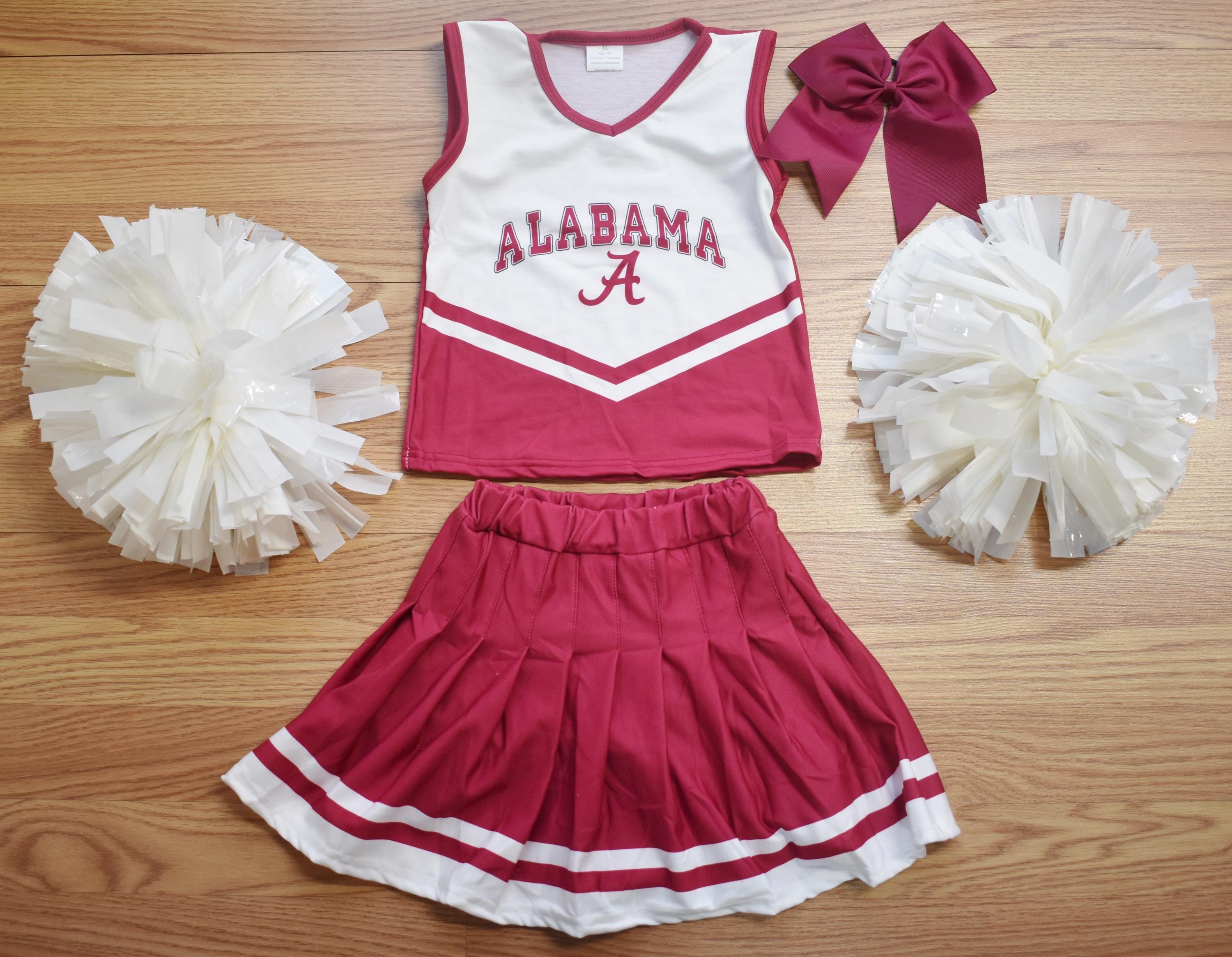ALABAMA Cheerleader Outfit Girl's Baby Toddlers Complete SET Pom Poms ...