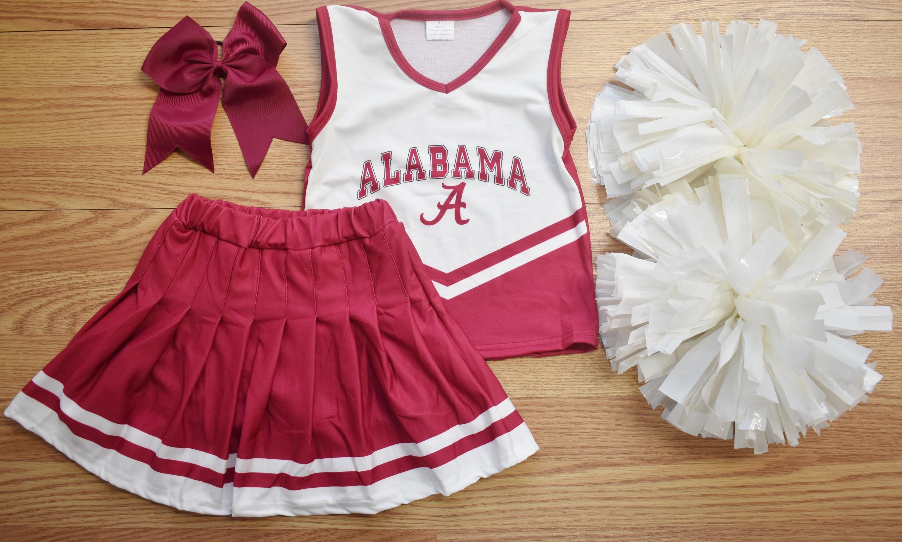 ALABAMA Cheerleader Outfit Girl's Baby Toddlers Complete SET Pom Poms ...