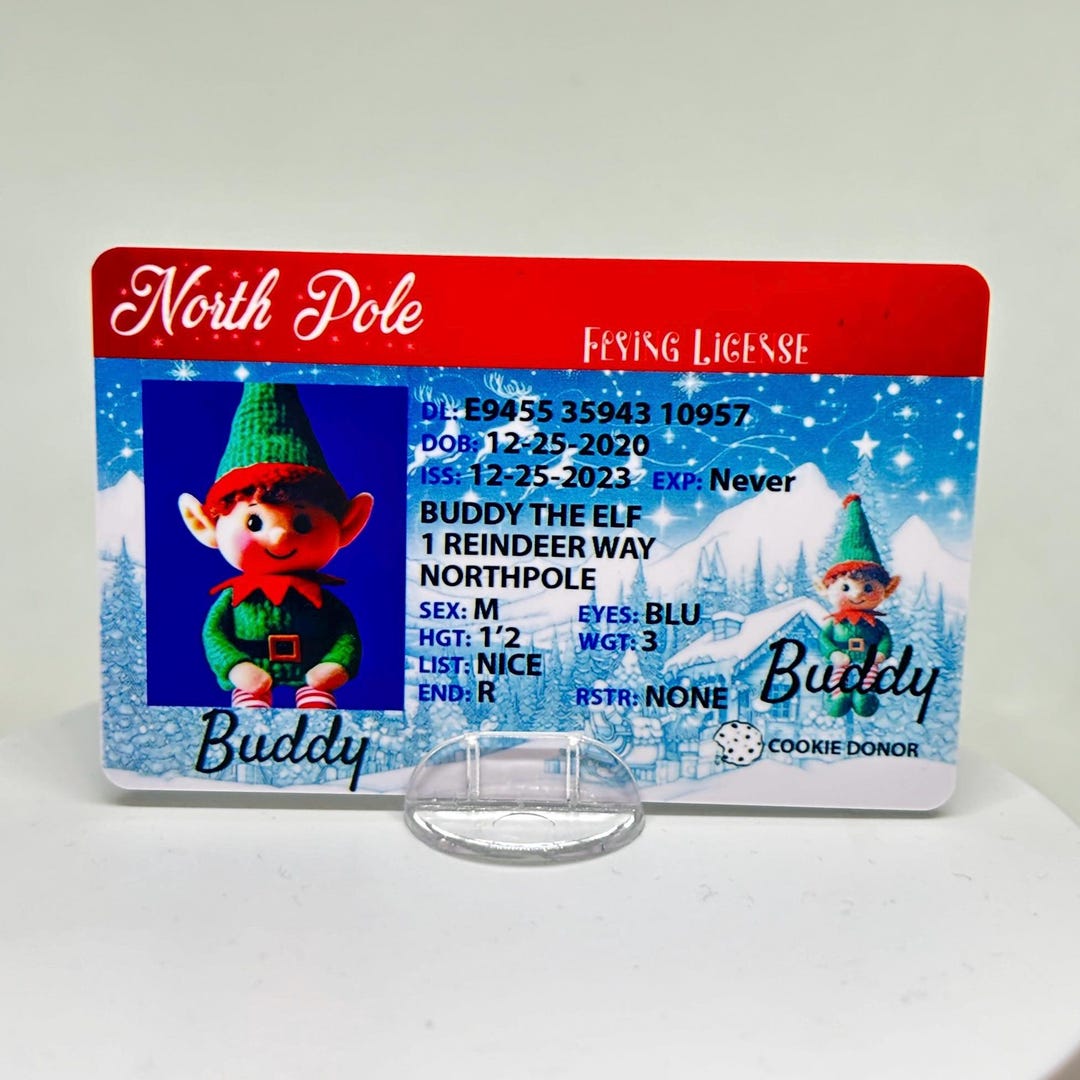 Custom Elf Driver License North Pole Flying License for Your Elf Doll ...