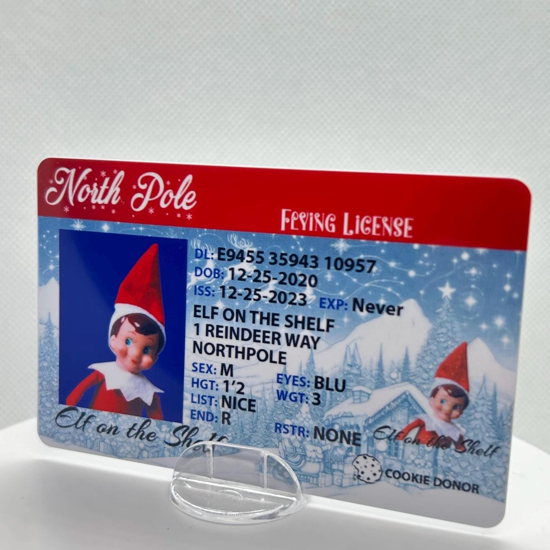 Custom Elf Flying Driver License North Pole Flying License Elf Doll ...