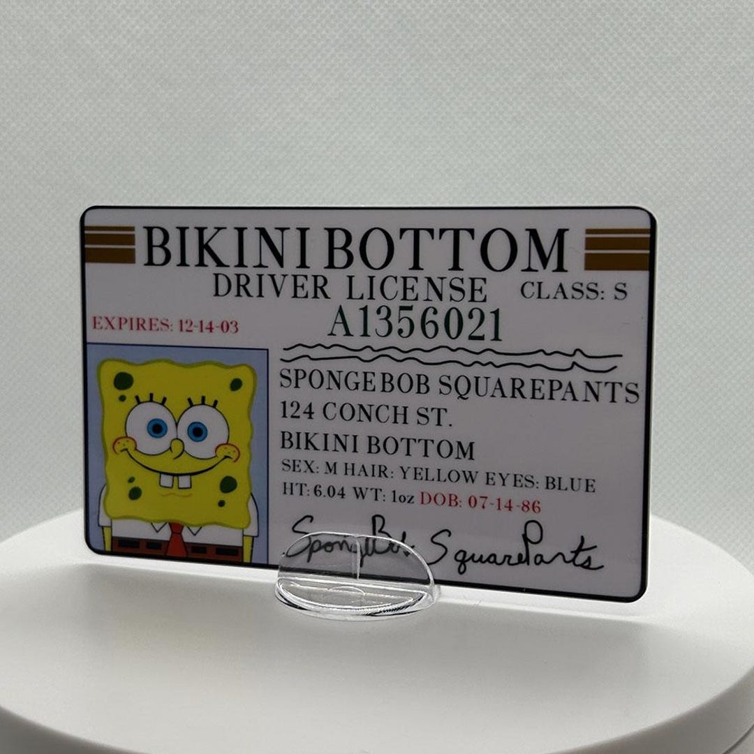 Spongebob Squarepants Parody Prop Drivers License Professionally ...
