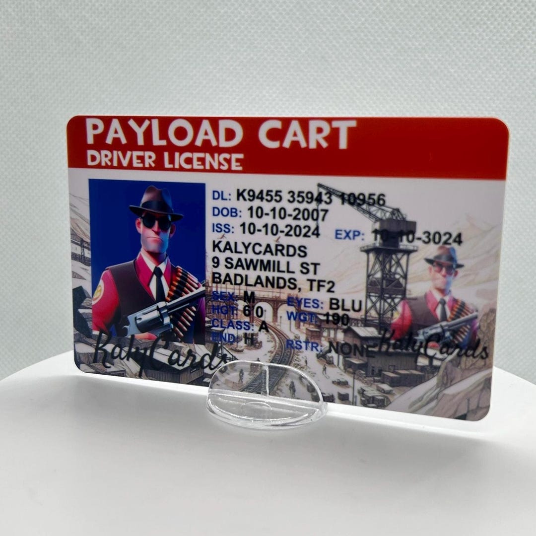 Custom Team Fortress 2 Payload Cart Driver License Personalized TF2 ...