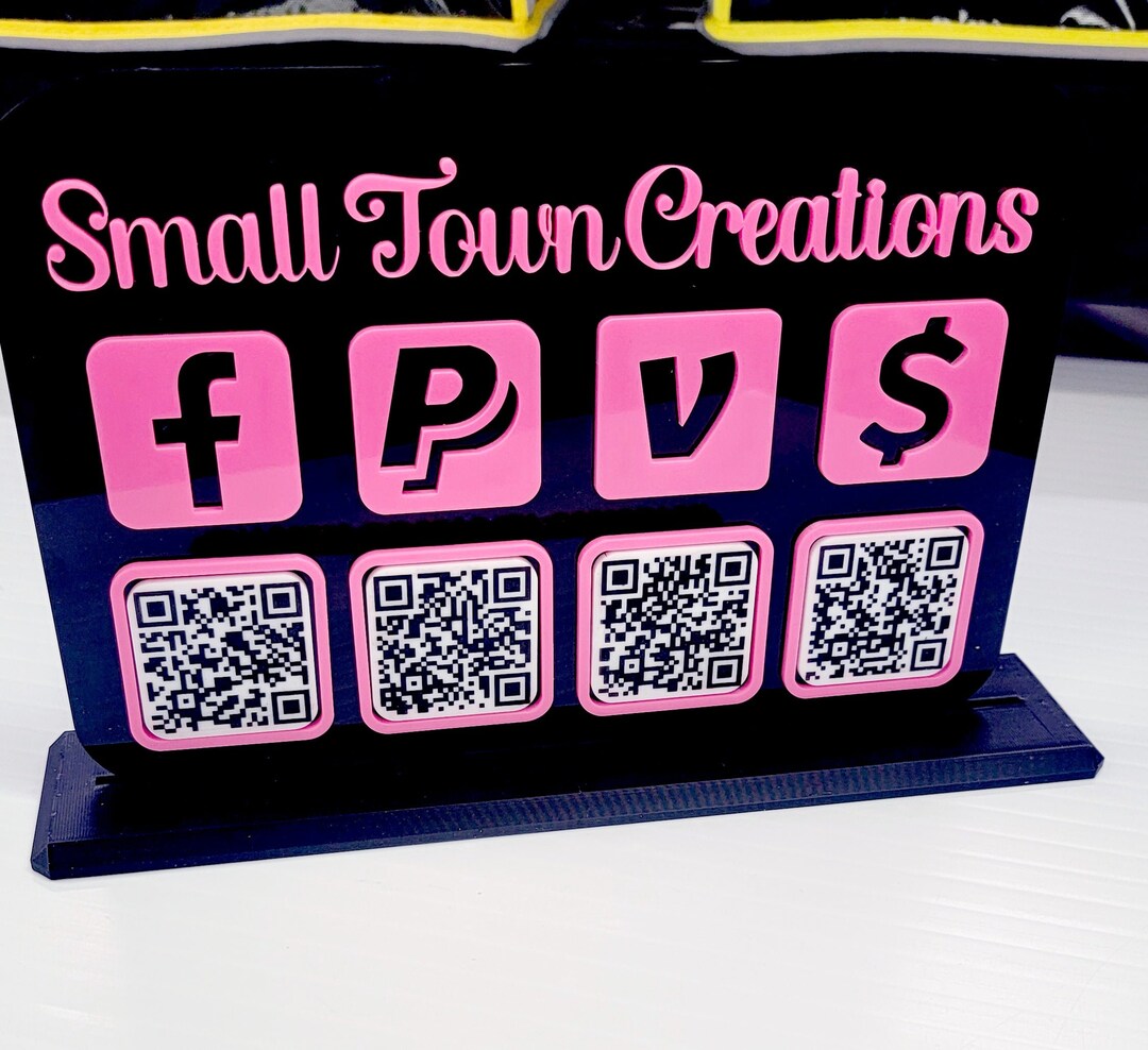 4 QR Code Rectangle Social Media and Payment Center Display for Your ...