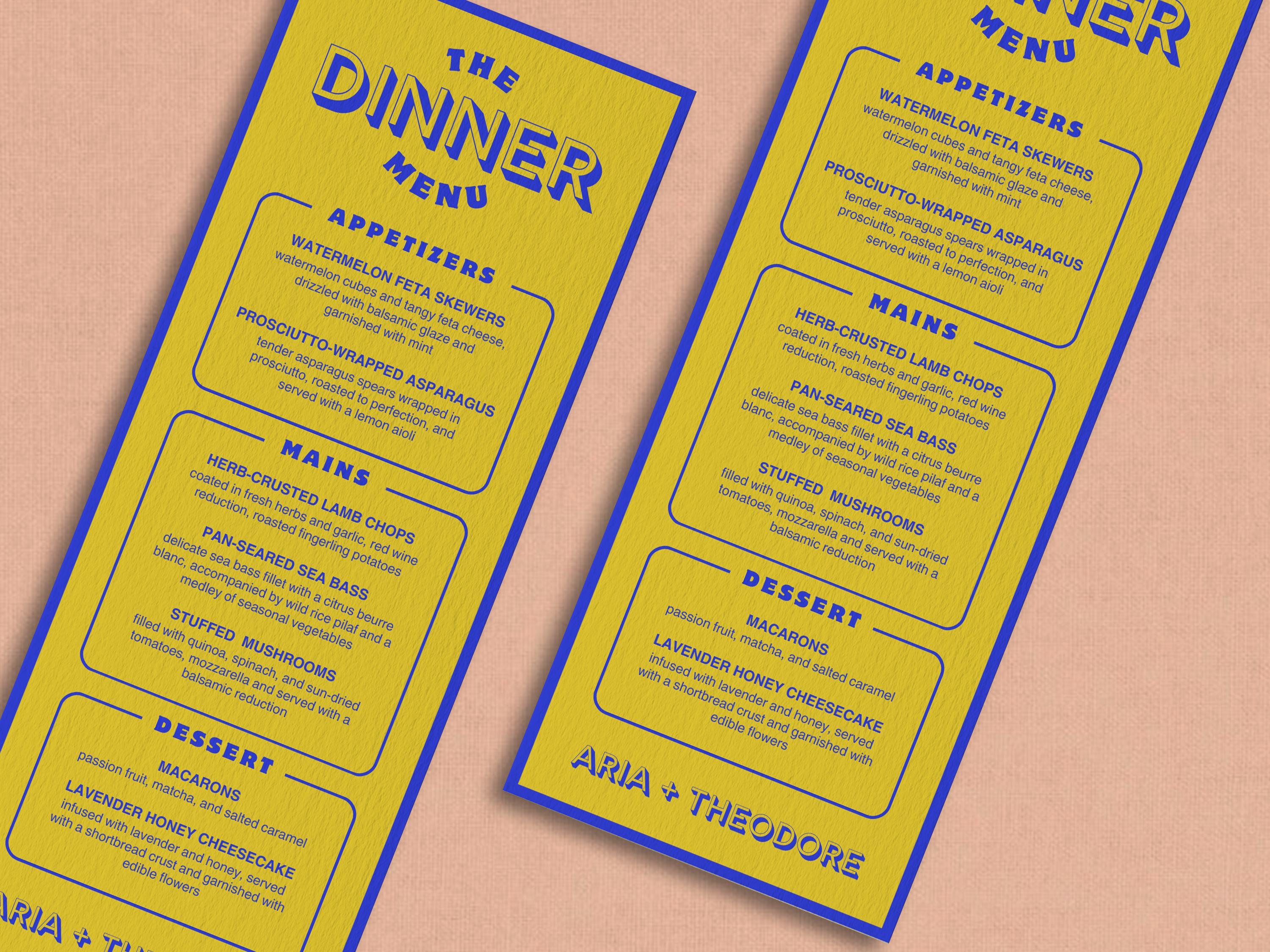 CHROMATIC Unique Wedding Menu Template | Bold Font Dinner Menu ...