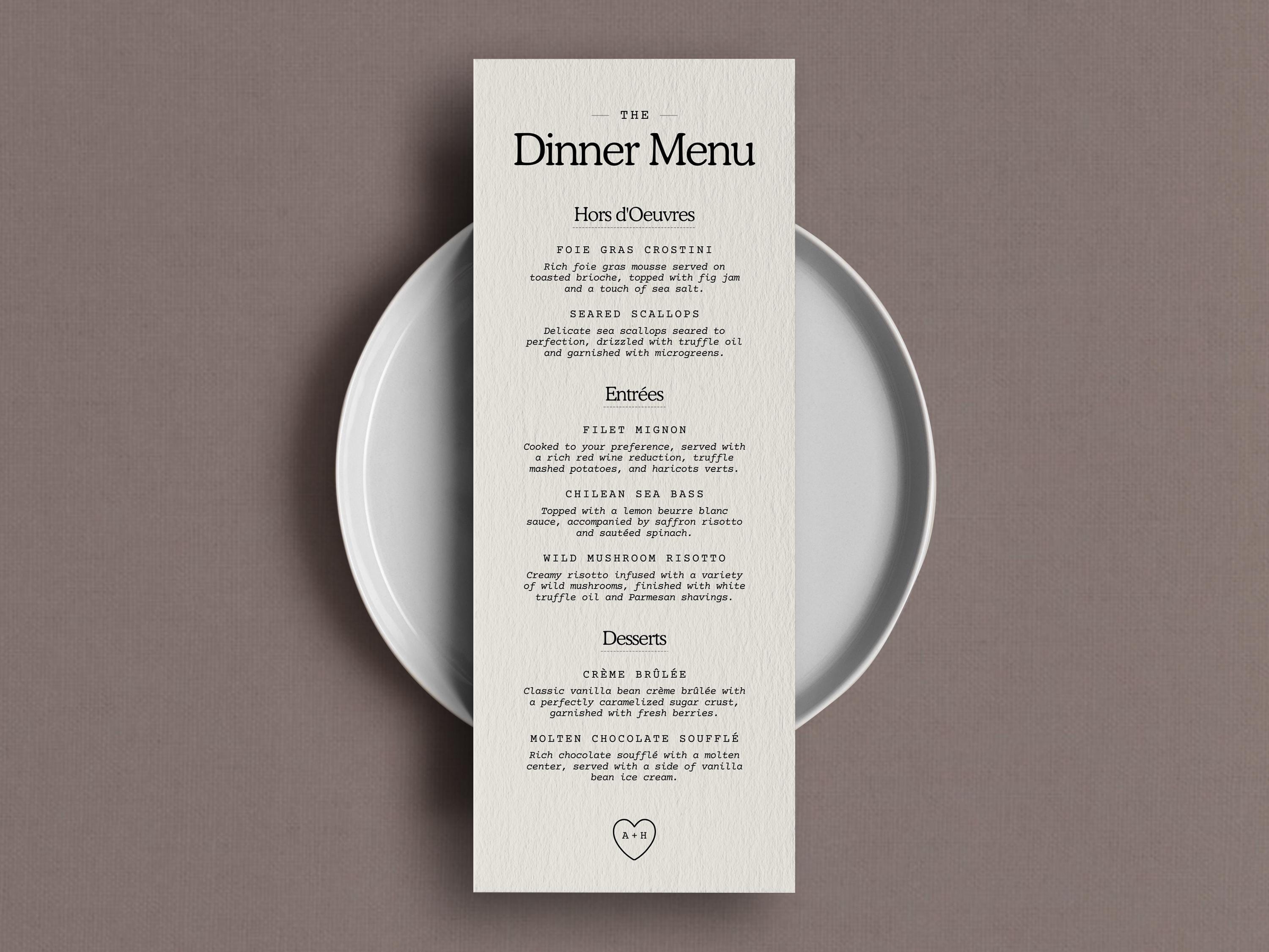 UPTOWN Editable Digital Wedding Menu for Elegant Wedding Minimal ...