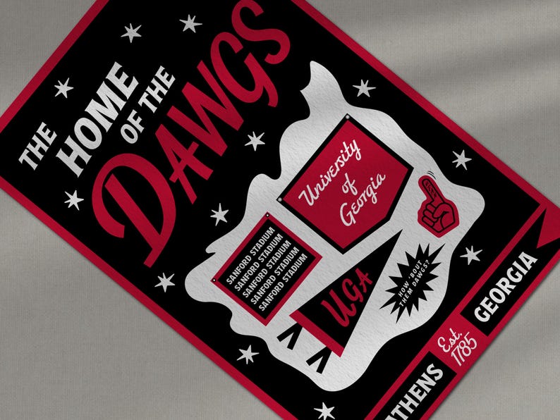 CAMPUS CLASSICS UGA Wall Art Poster | Dorm Room Print | University of ...