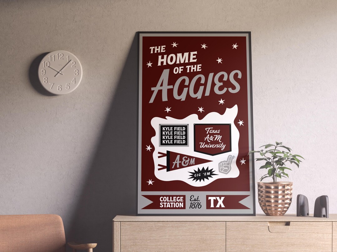 CAMPUS CLASSICS Texas A&M Wall Art Poster | Dorm Room Print | Texas A7M ...