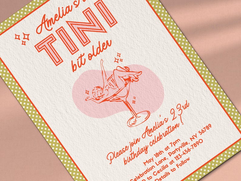TINI BIT OLDER Digitial Birthday Invitation Template Editable Canva ...