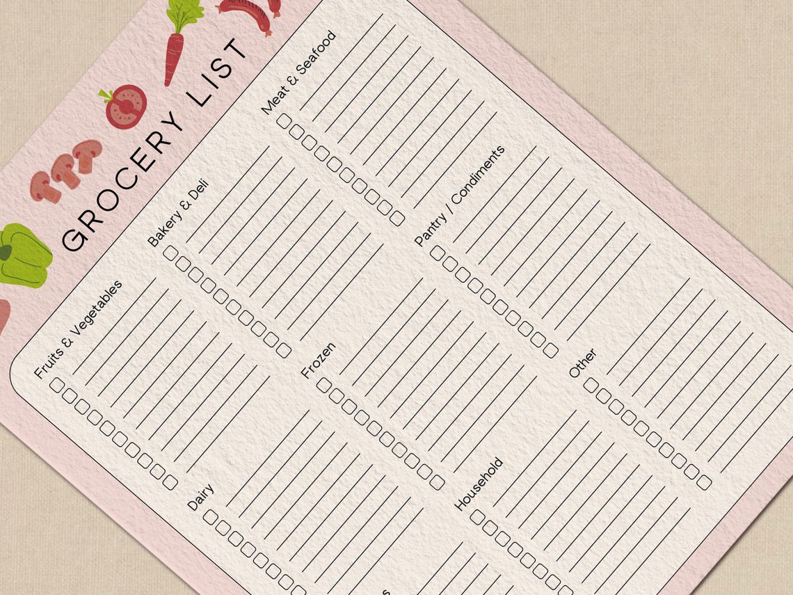 GROCERY LIST With Categories | Printable | Editable Meal Planner ...