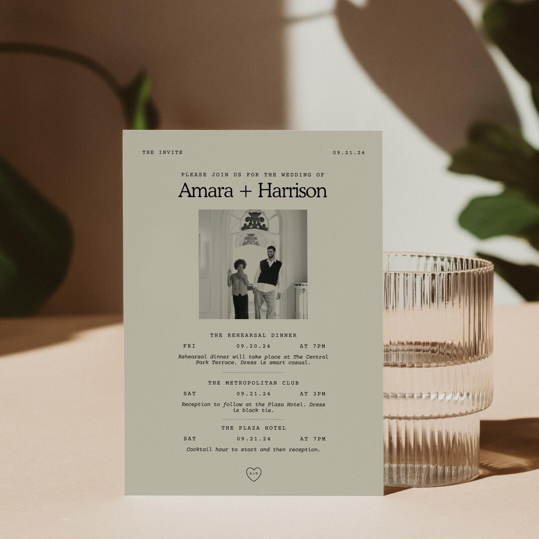 UPTOWN COLLECTION Editable Digital Wedding Invitation for Elegant ...