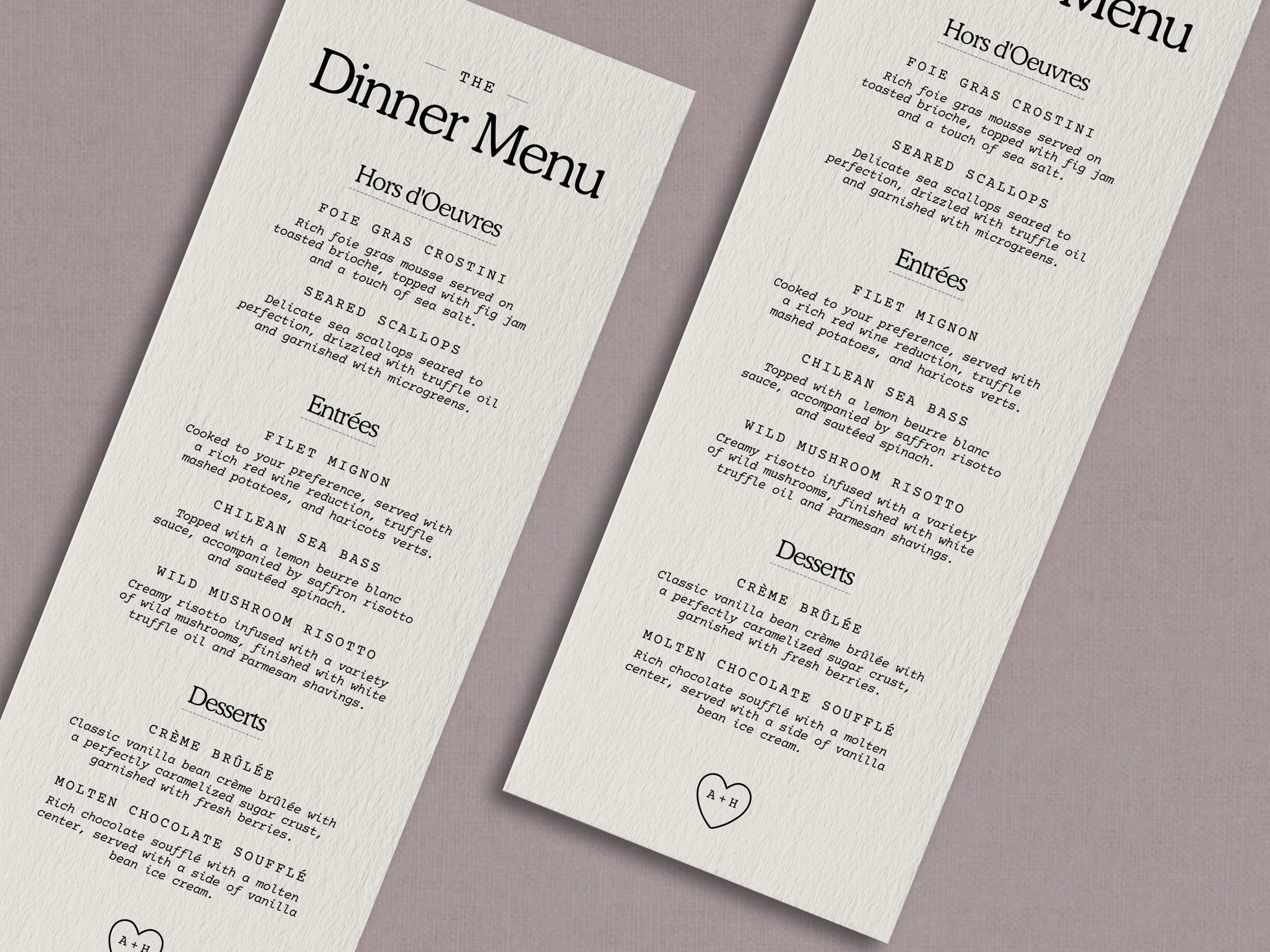 UPTOWN Editable Digital Wedding Menu for Elegant Wedding Minimal ...