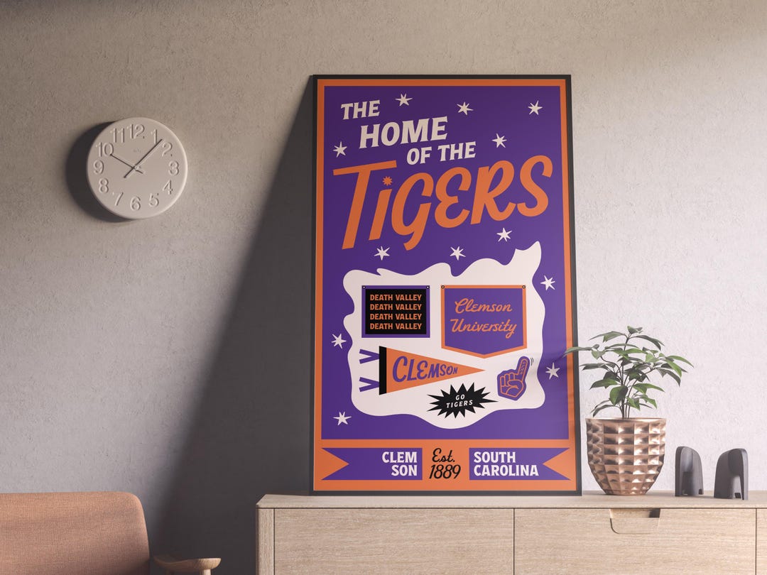 CAMPUS CLASSICS Clemson Wall Art Poster | Dorm Room Print | Clemson ...