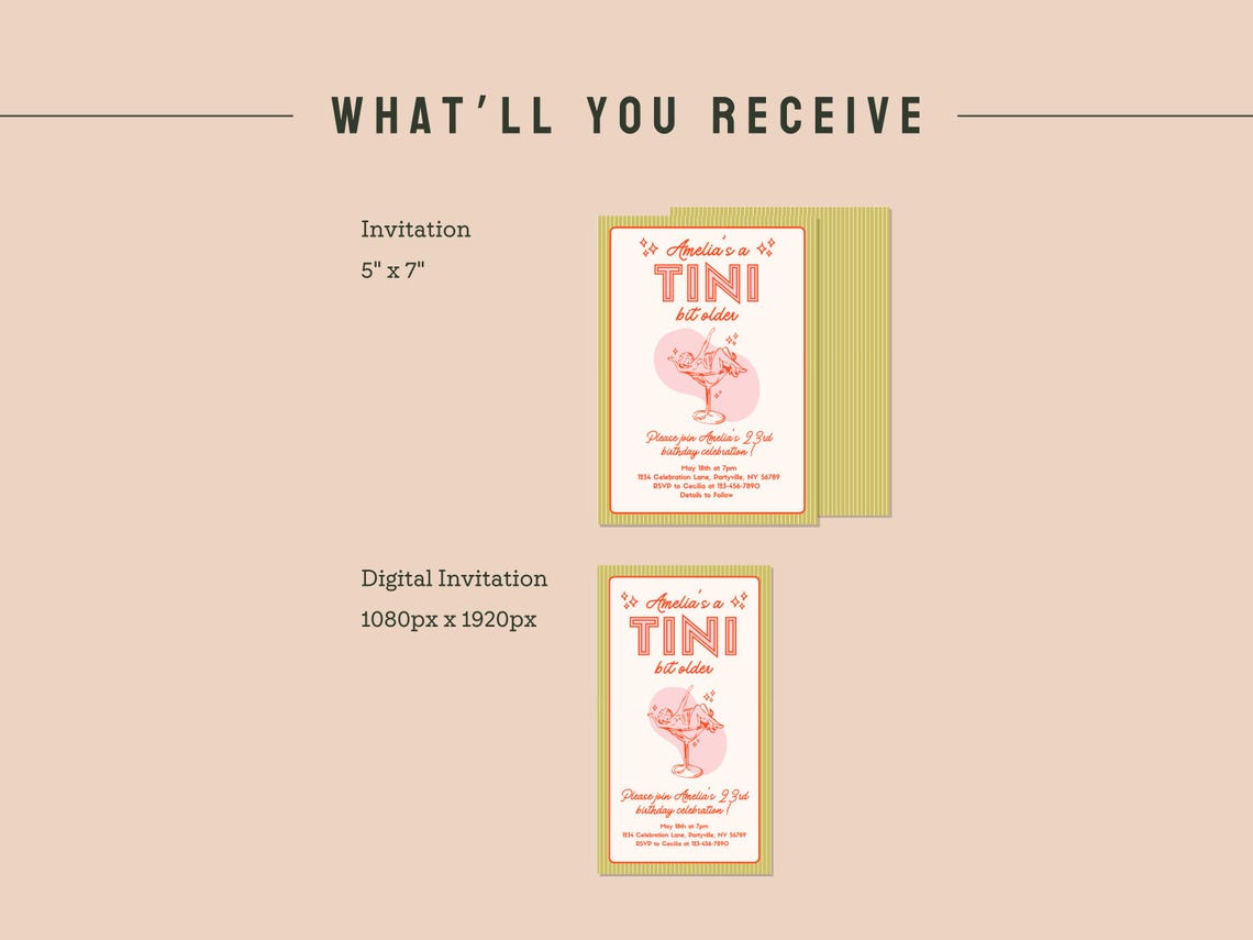 TINI BIT OLDER Digitial Birthday Invitation Template Editable Canva ...