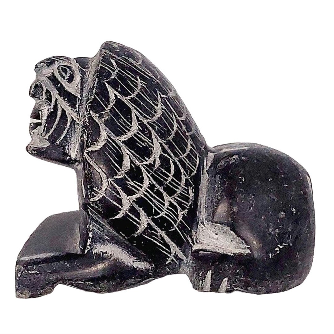 Hand-carved Serpentine Stone Lion – Ancient Mesopotamian Guardian ...