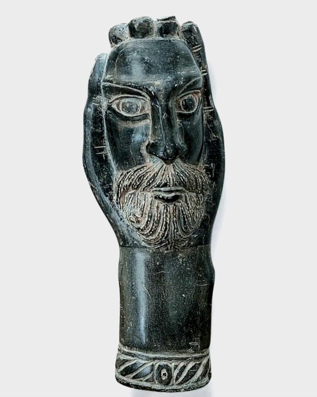 Hand-carved Serpentine Stone Statue Sun God Utu Ancient Mesopotamian ...